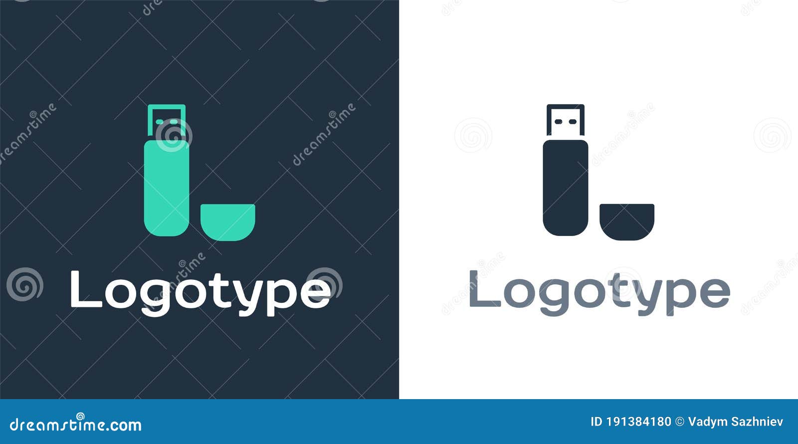 Logotype USB Flash Drive Icon Isolated on White Background. Logo Design ...