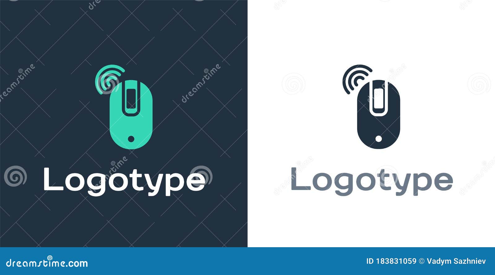 Logotype Wireless Computer Mouse Icon Isolated on White Background ...