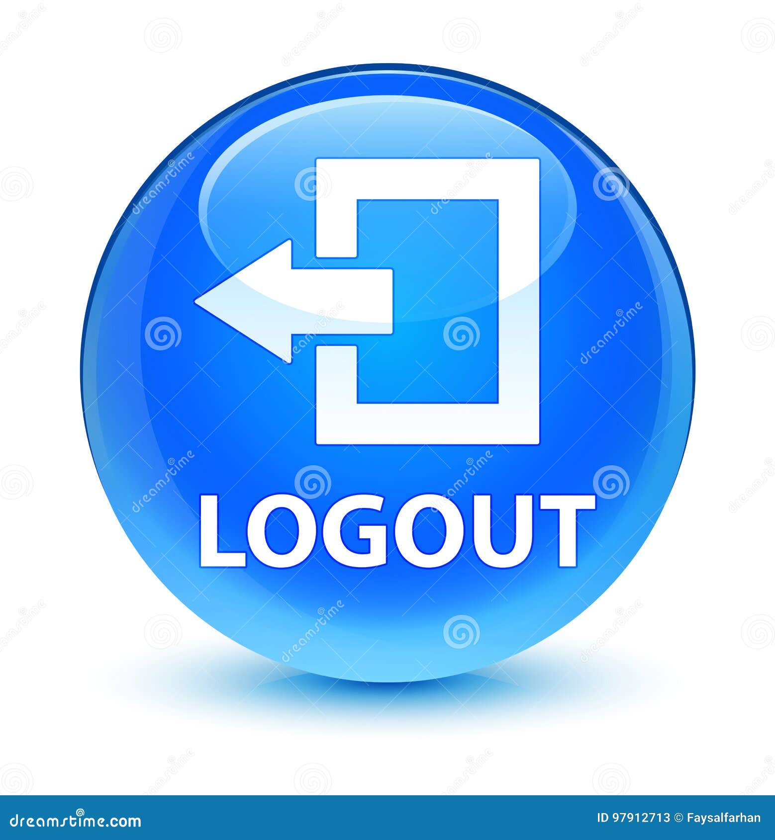Logout Glassy Cyan Blue Round Button Stock Illustration - Illustration ...