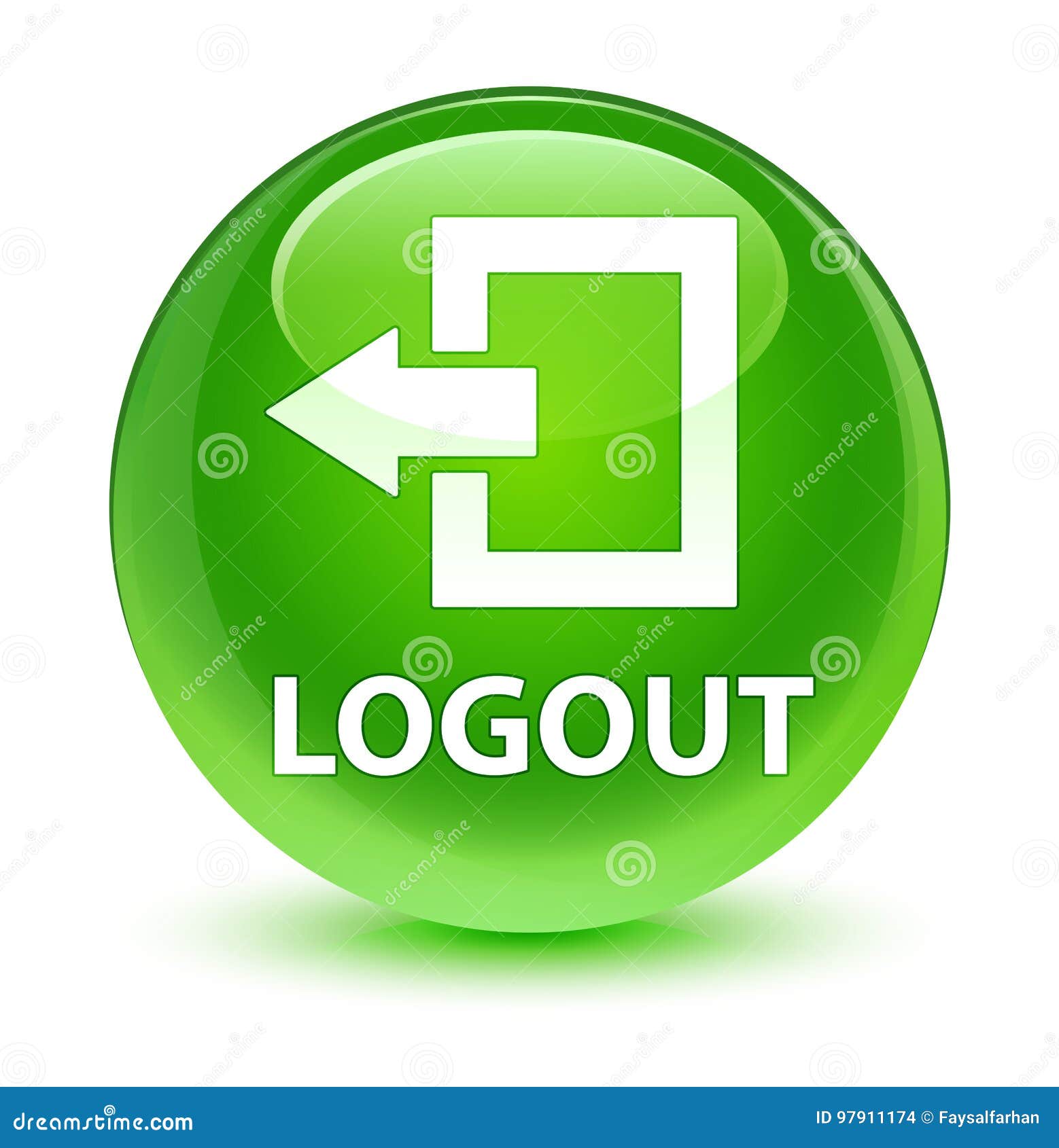 Logout Glassy Green Round Button Stock Illustration - Illustration of ...