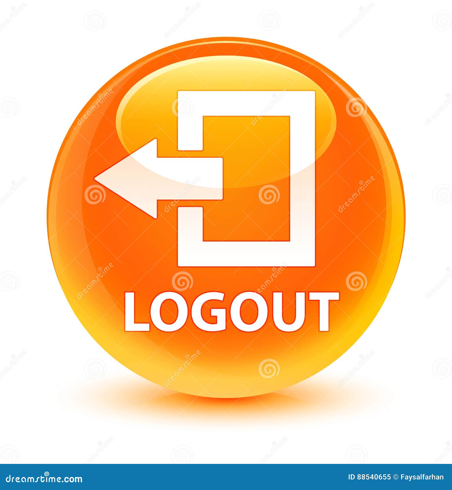 Logout Glassy Orange Round Button Stock Illustration - Illustration of ...