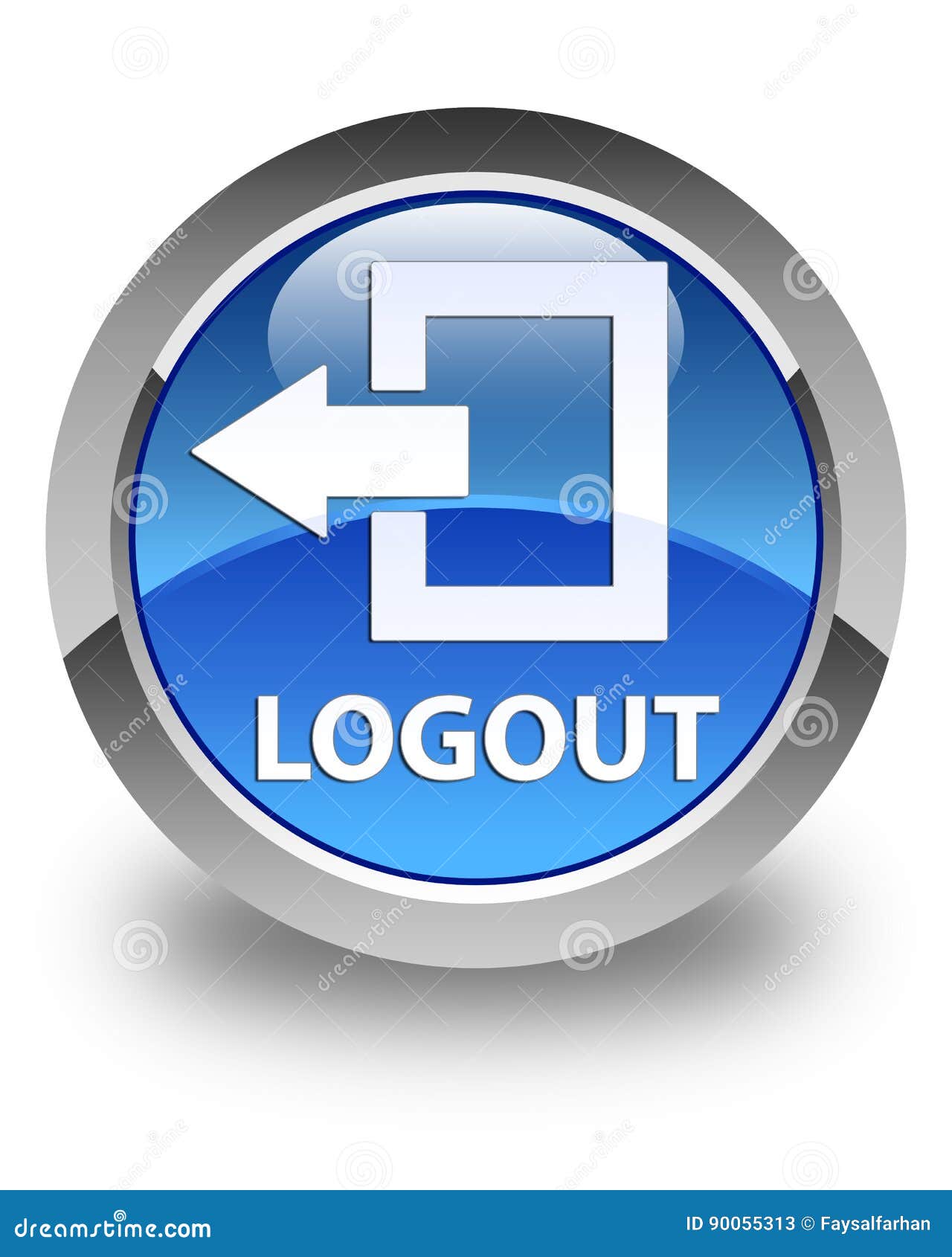 Logout Glossy Blue Round Button Stock Illustration - Illustration of ...