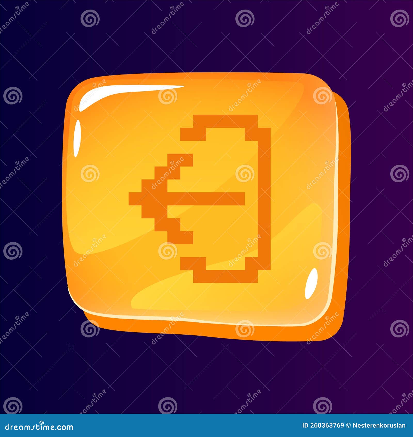 Logout Glossy Ui Button with Pixelated Icon Stock Vector - Illustration ...