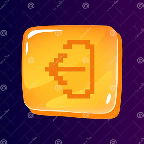 Logout Glossy Ui Button with Pixelated Icon Stock Vector - Illustration of isolated, symbol ...
