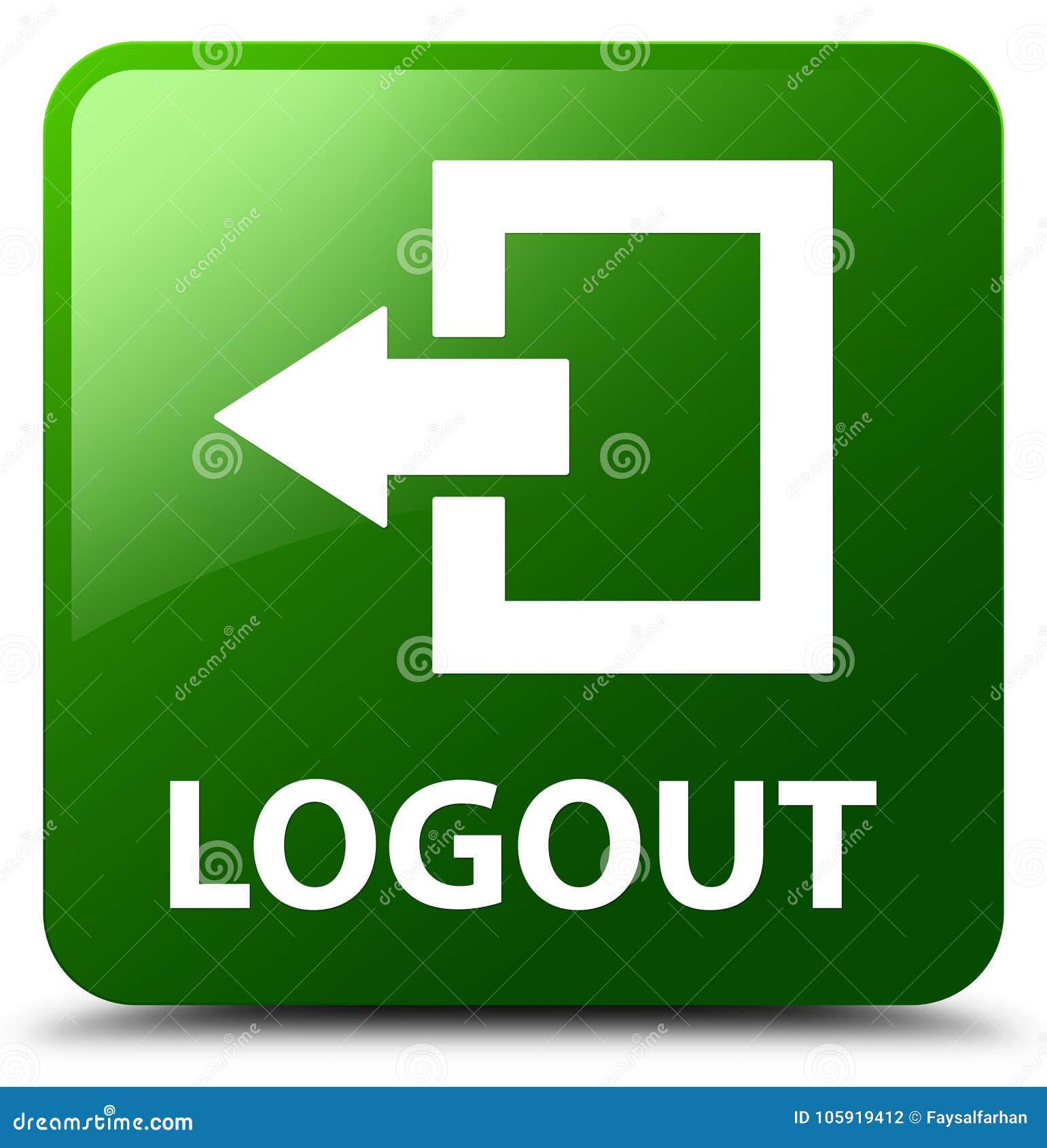 Logout green square button stock illustration. Illustration of icon ...