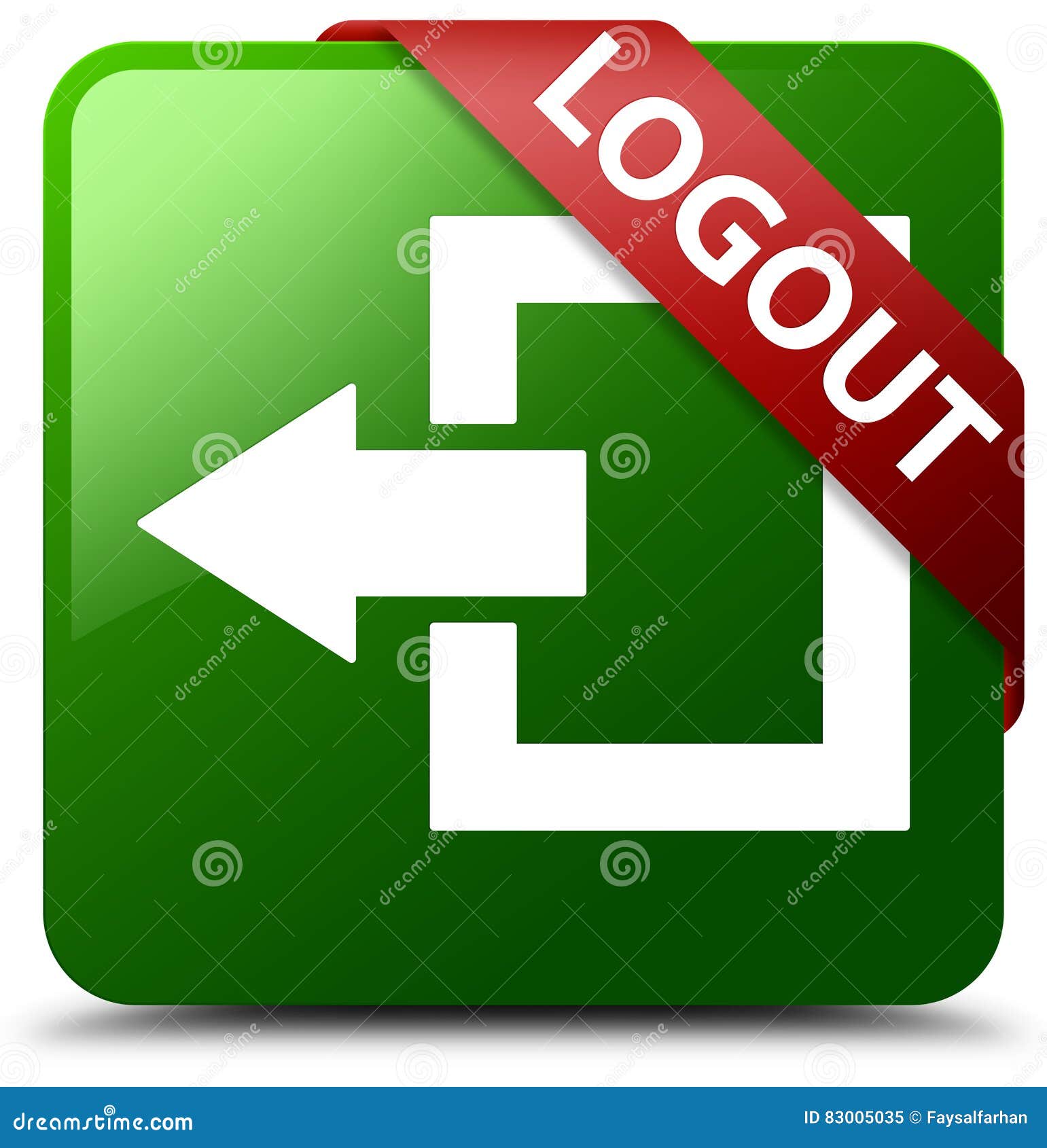 Logout green square button stock illustration. Illustration of glossy ...