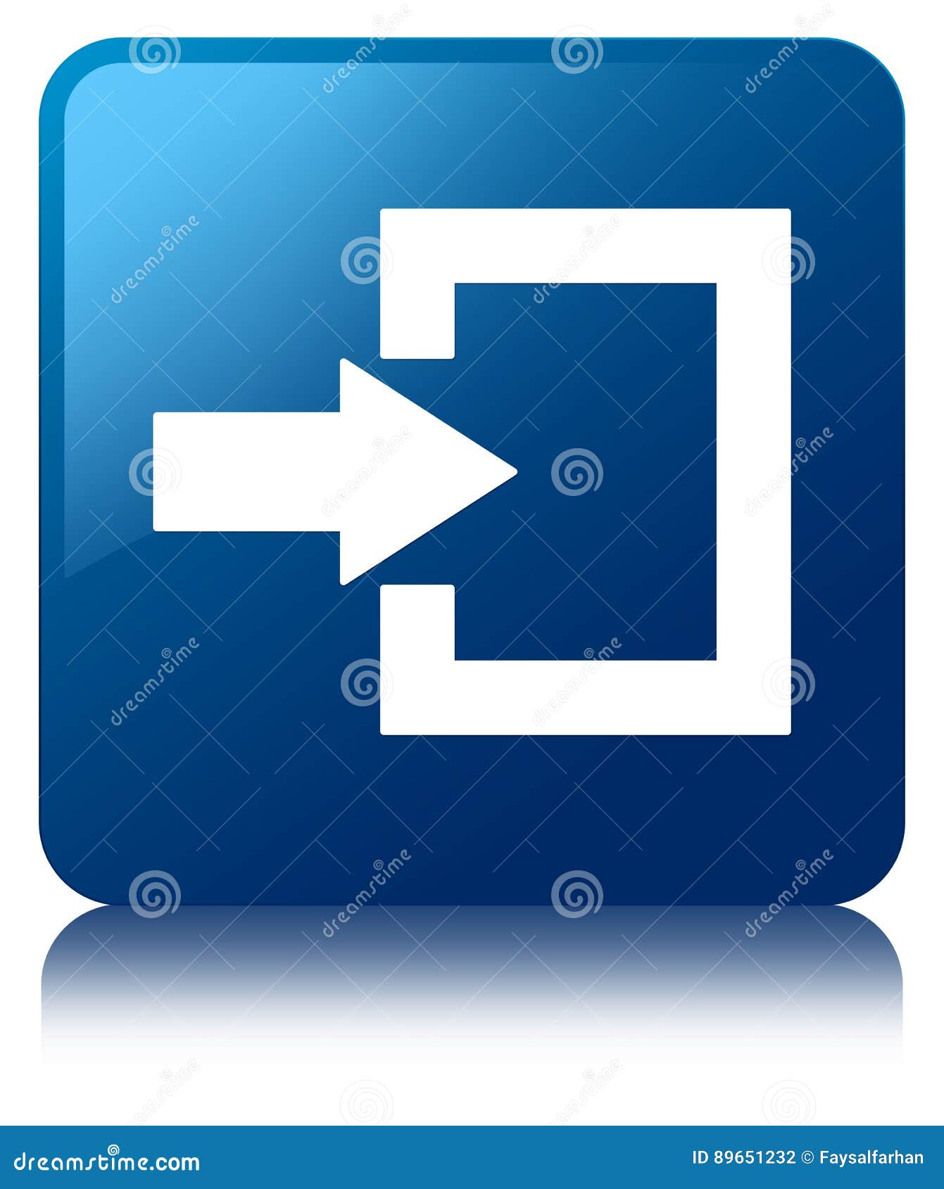 Logout Icon Blue Square Button Stock Illustration - Illustration of ...