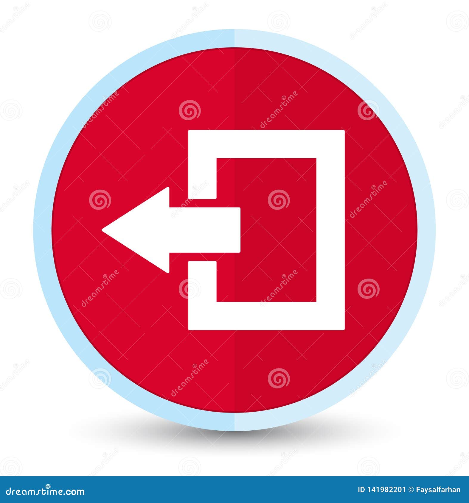 Logout Icon Flat Prime Red Round Button Stock Vector - Illustration of ...