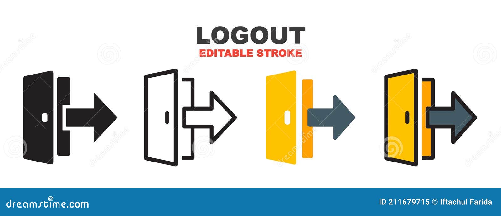 Logout Icon Set with Different Styles. Editable Stroke Style Can Be ...