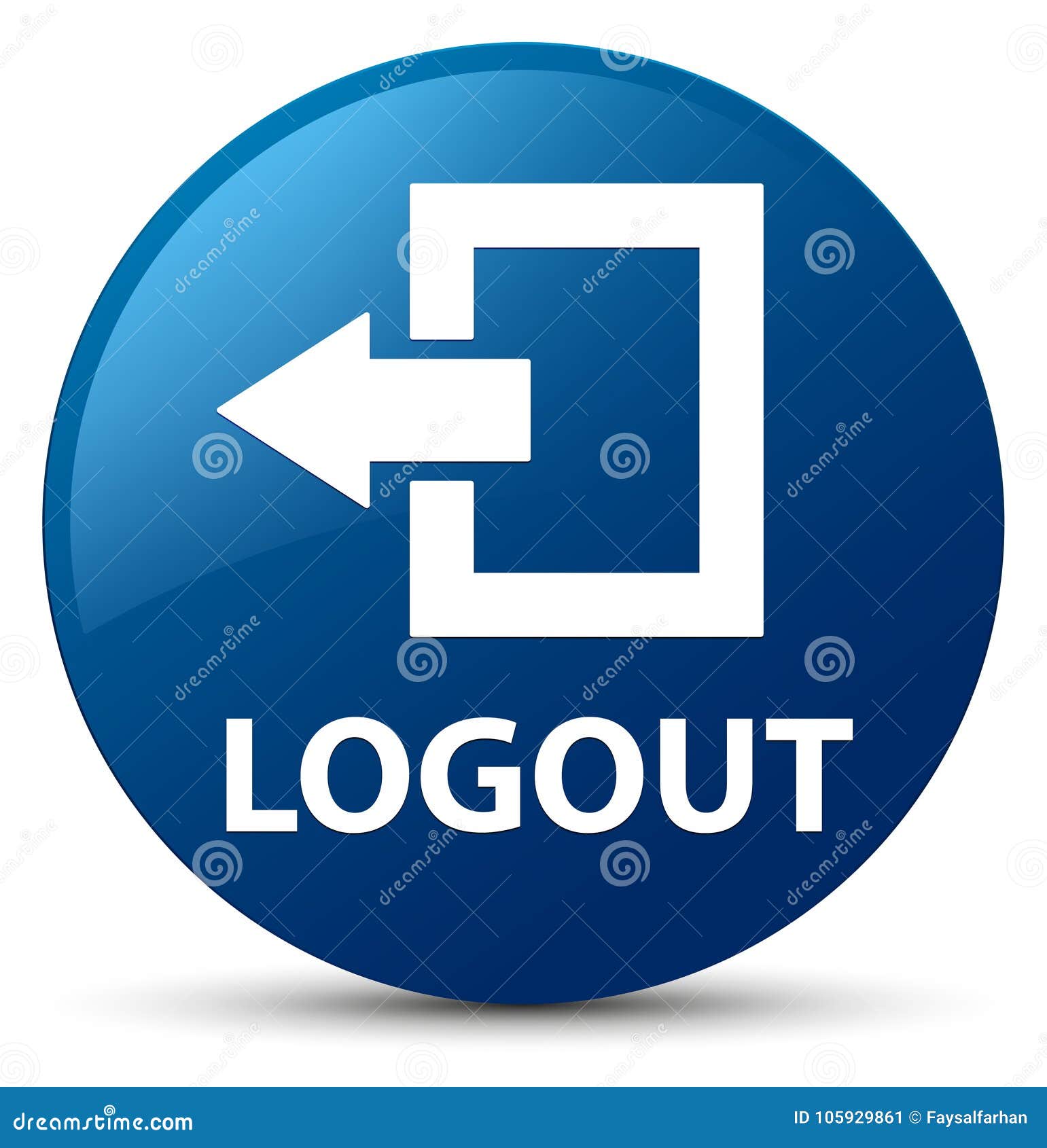 Logout blue round button stock illustration. Illustration of disconnect ...