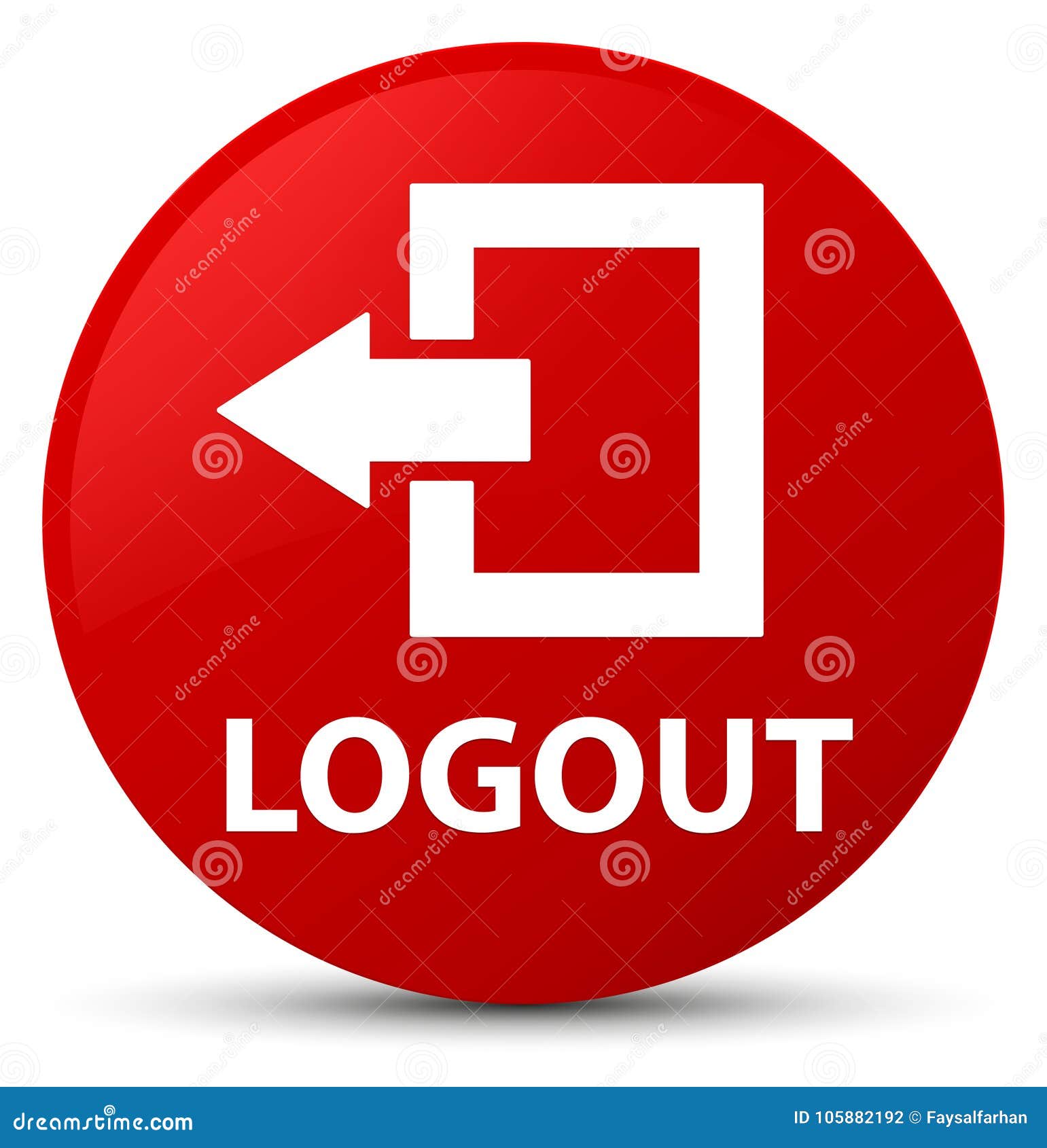 Logout red round button stock illustration. Illustration of button ...