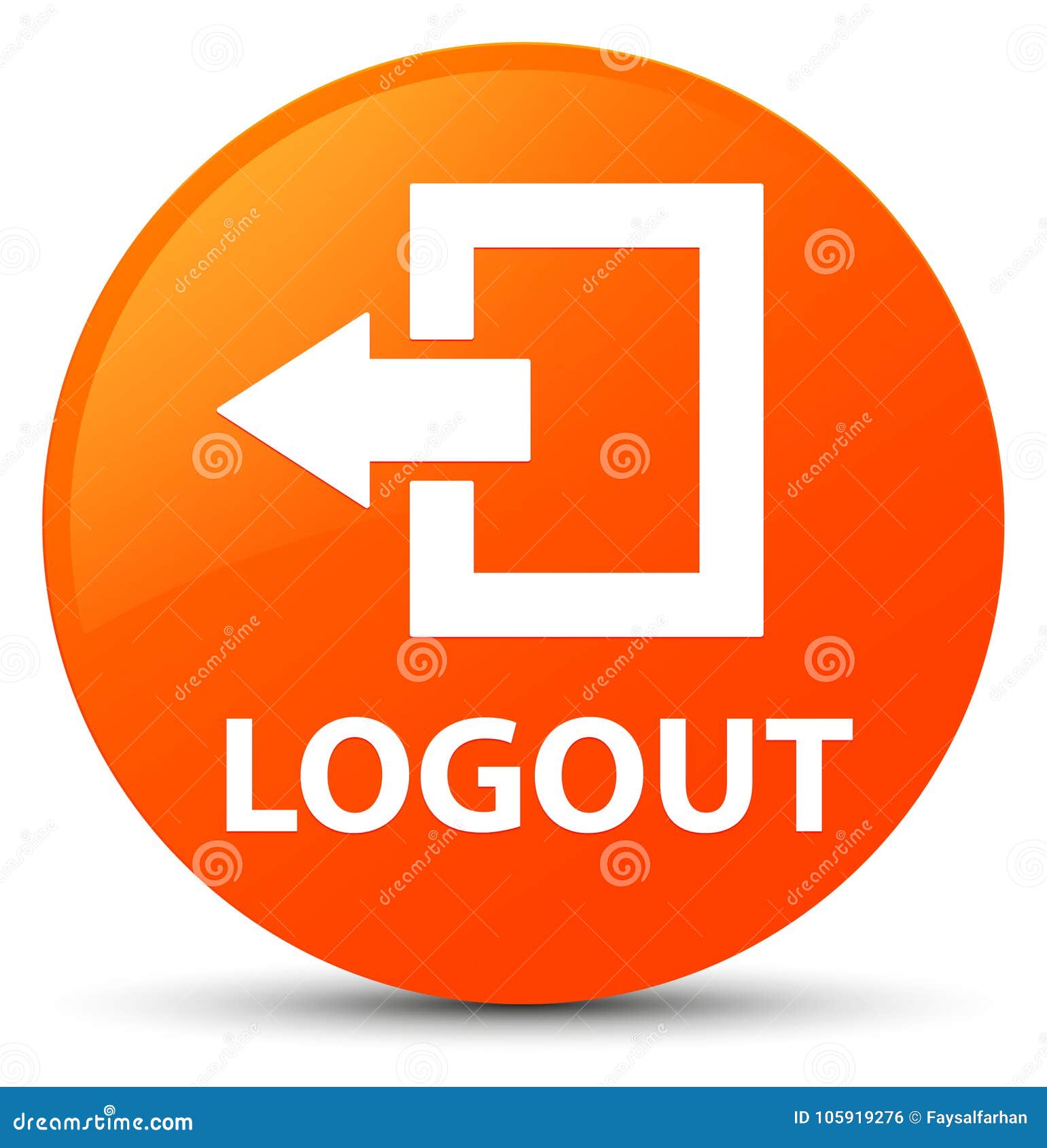 Logout orange round button stock illustration. Illustration of logout ...