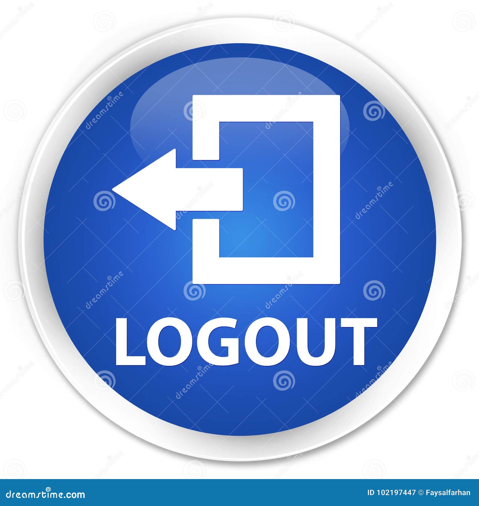 Logout Premium Blue Round Button Stock Illustration - Illustration of ...