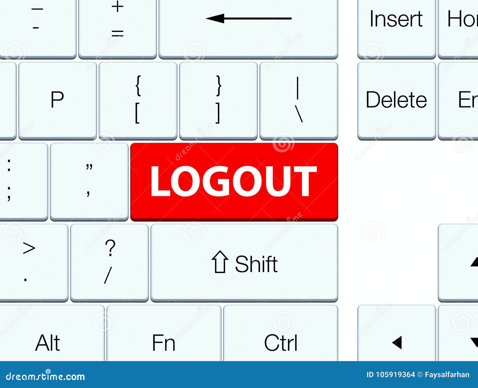 Logout red keyboard button stock illustration. Illustration of button ...