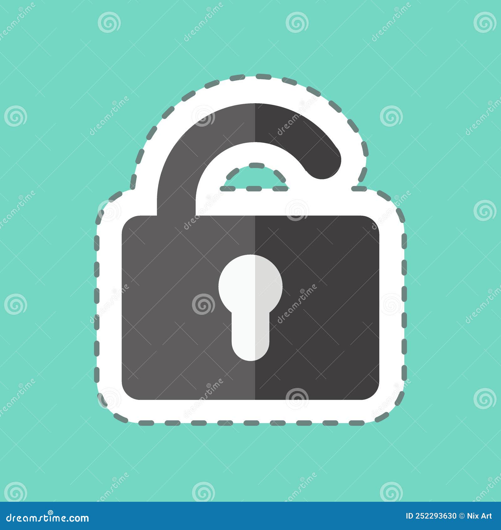 Logout Sticker in Trendy Line Cut Isolated on Blue Background Stock ...