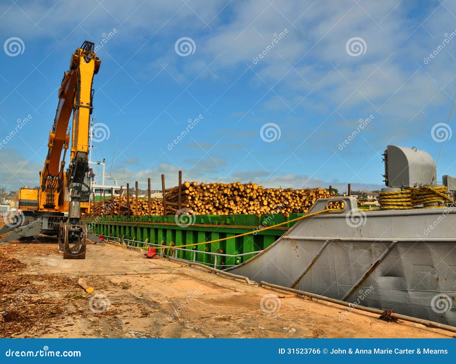 Logs Being Load on a Cargo Ship, Wick Harbour, Caithness,Scotland,UK ...