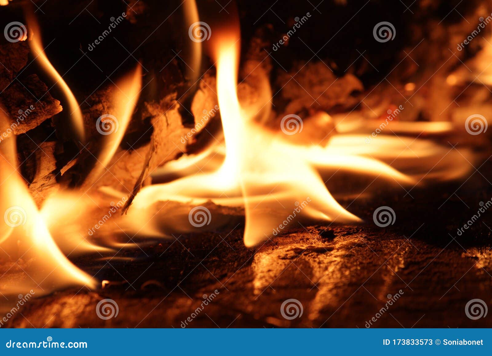 Logs Burning with Flames in a Fireplace Stock Image - Image of home ...