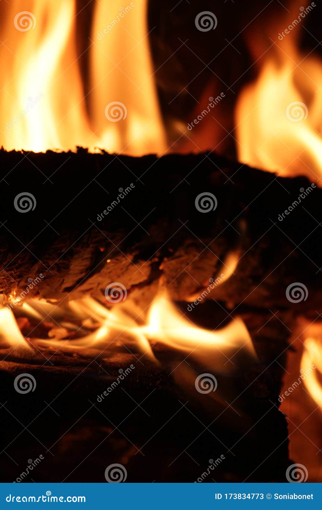 Logs Burning with Flames in a Fireplace Stock Image - Image of danger ...