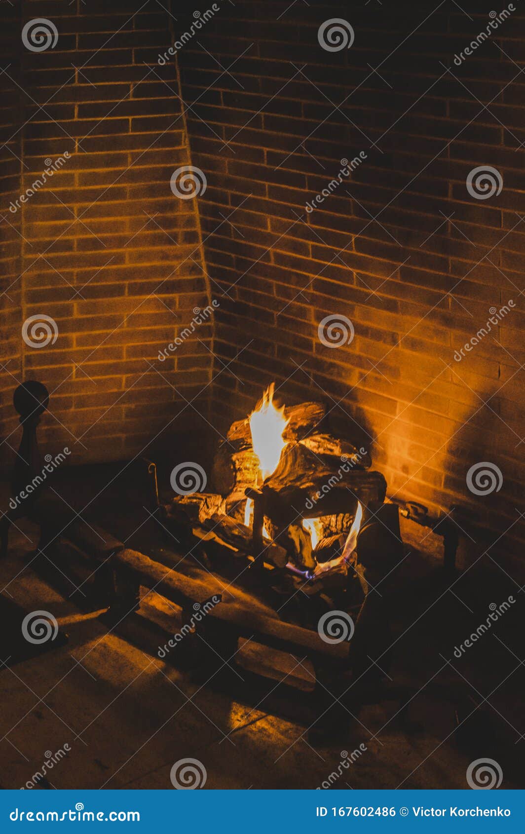 Logs Burning in an Old Fireplace Stock Photo - Image of traditional ...