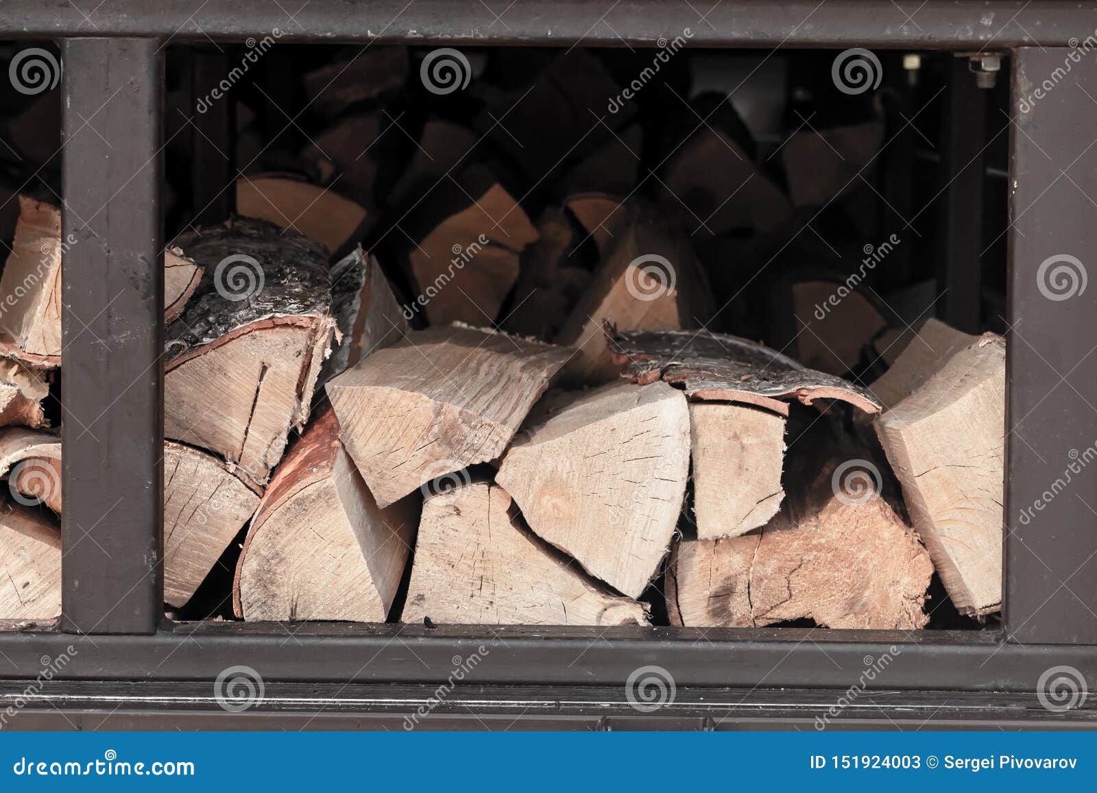 Logs Chipped Birch Light Beige Pile Stack of Firewood Rustic Design ...