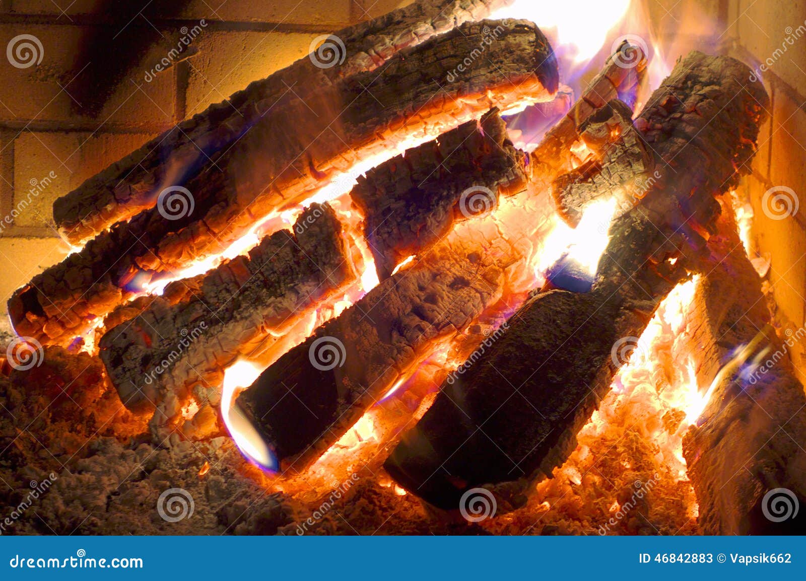 Logs in fireplace. stock image. Image of stoke, burning - 46842883