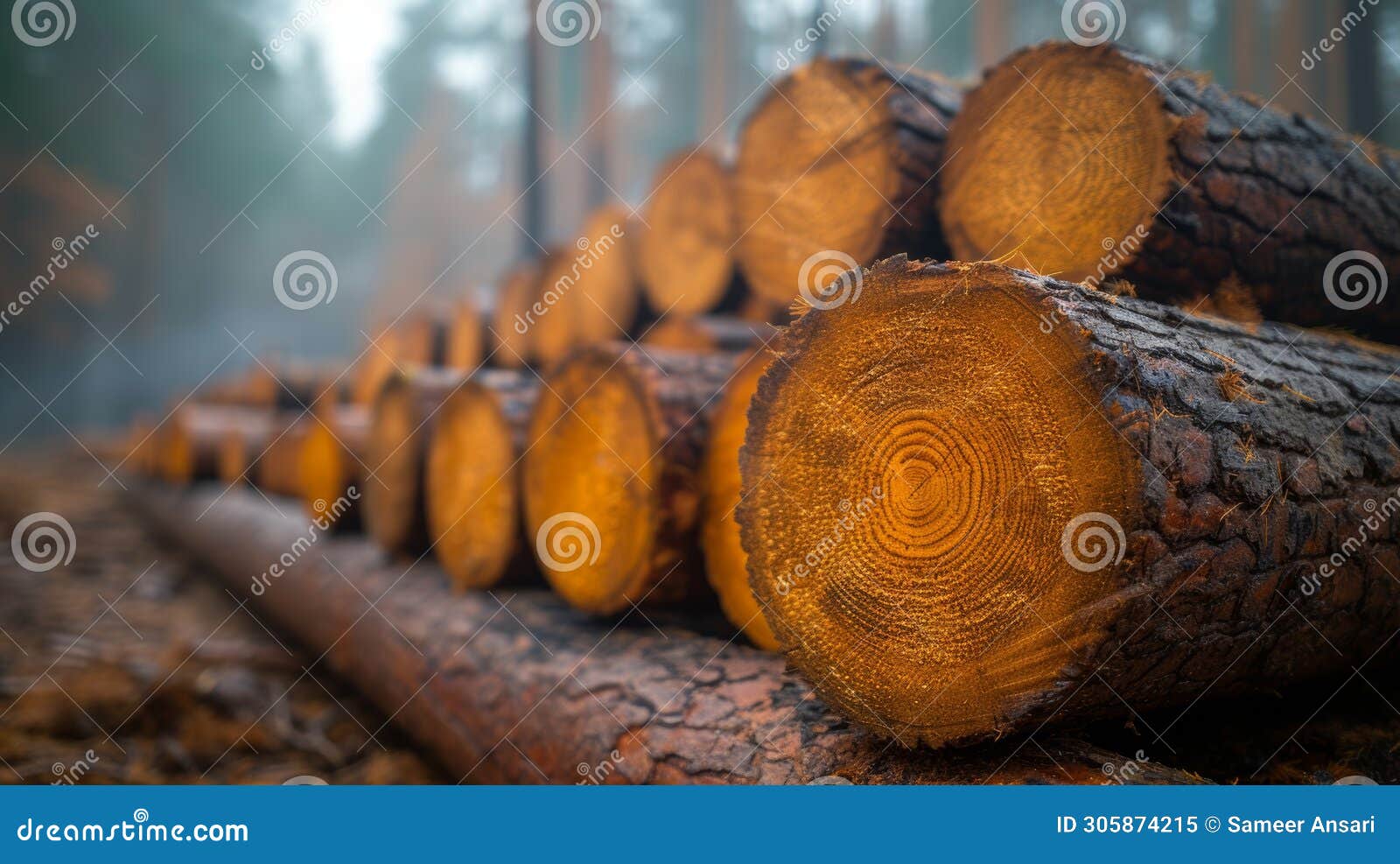 Logs Neatly Stacked in the Forest Creating a Natural and Rustic Scene ...