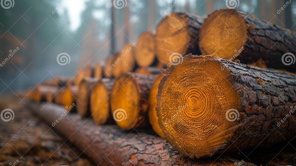 Logs Neatly Stacked in the Forest Creating a Natural and Rustic Scene ...