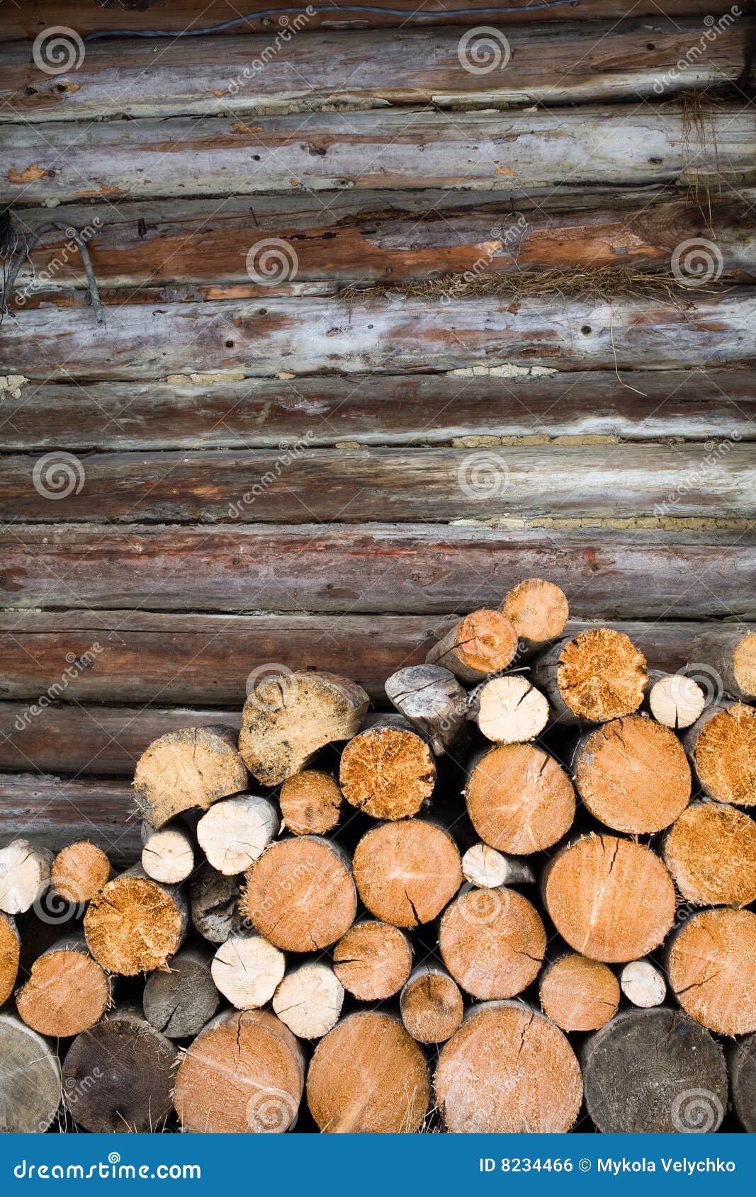 Logs at wall stock photo. Image of natural, simplicity - 8234466