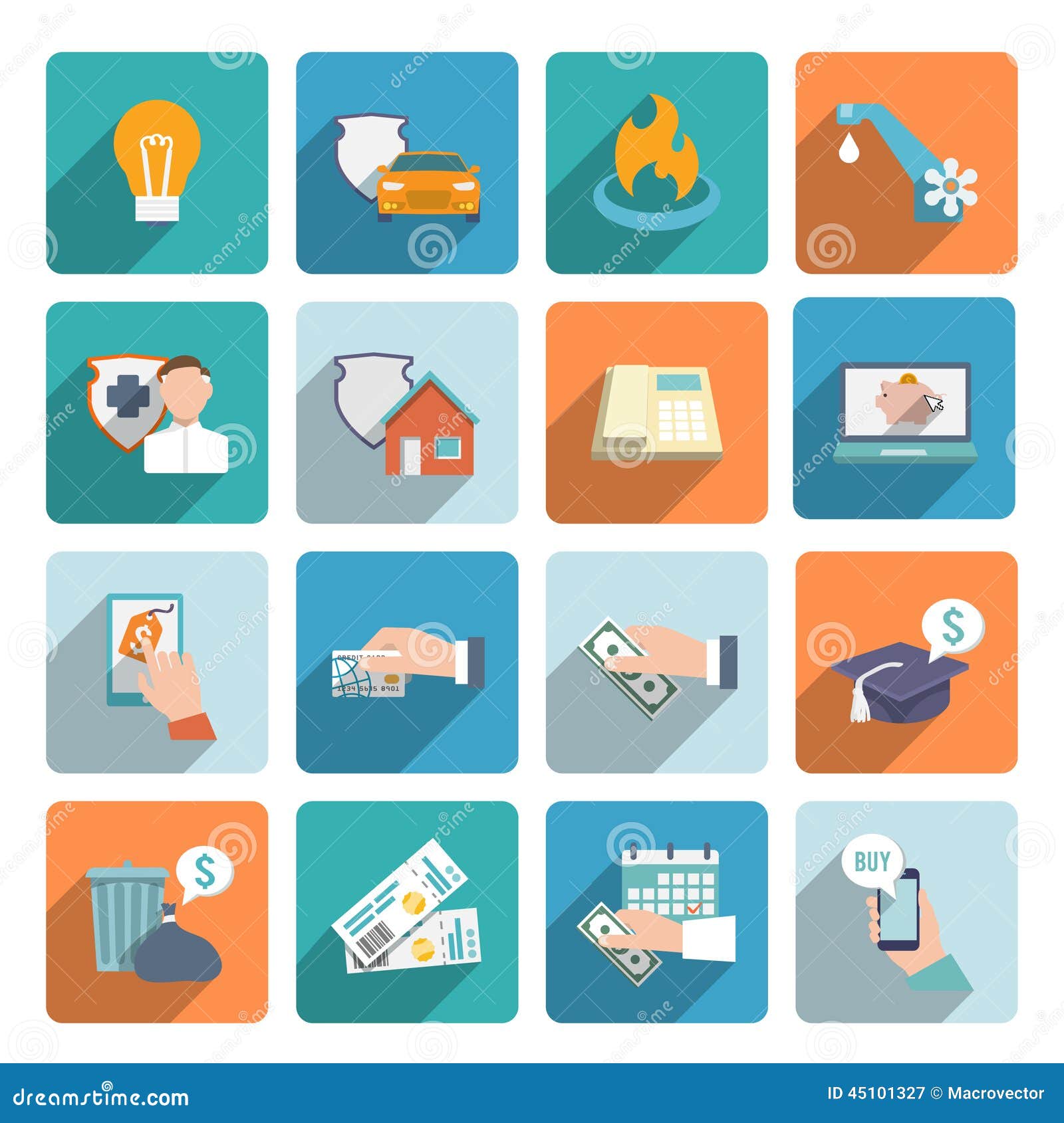 Lohn Bill Icons Flat Set vektor abbildung. Illustration von gutschrift ...