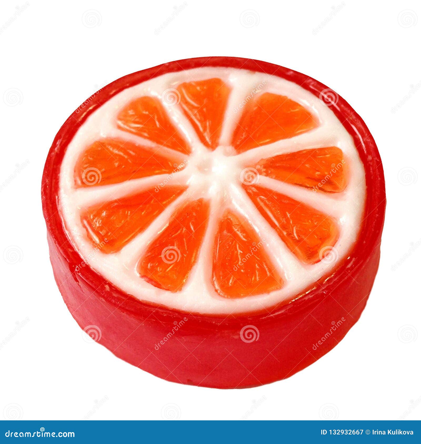 Lokalisierte Helle Handgemachte Seife in Form Einer Scheibe Der Orange ...