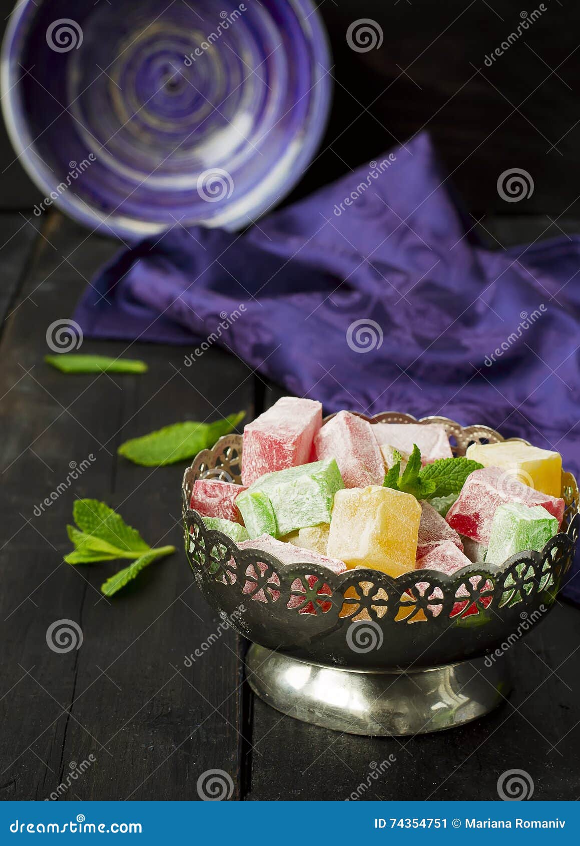 Lokum - Traditional Turkish Sweets on a Dark Background Stock Image ...