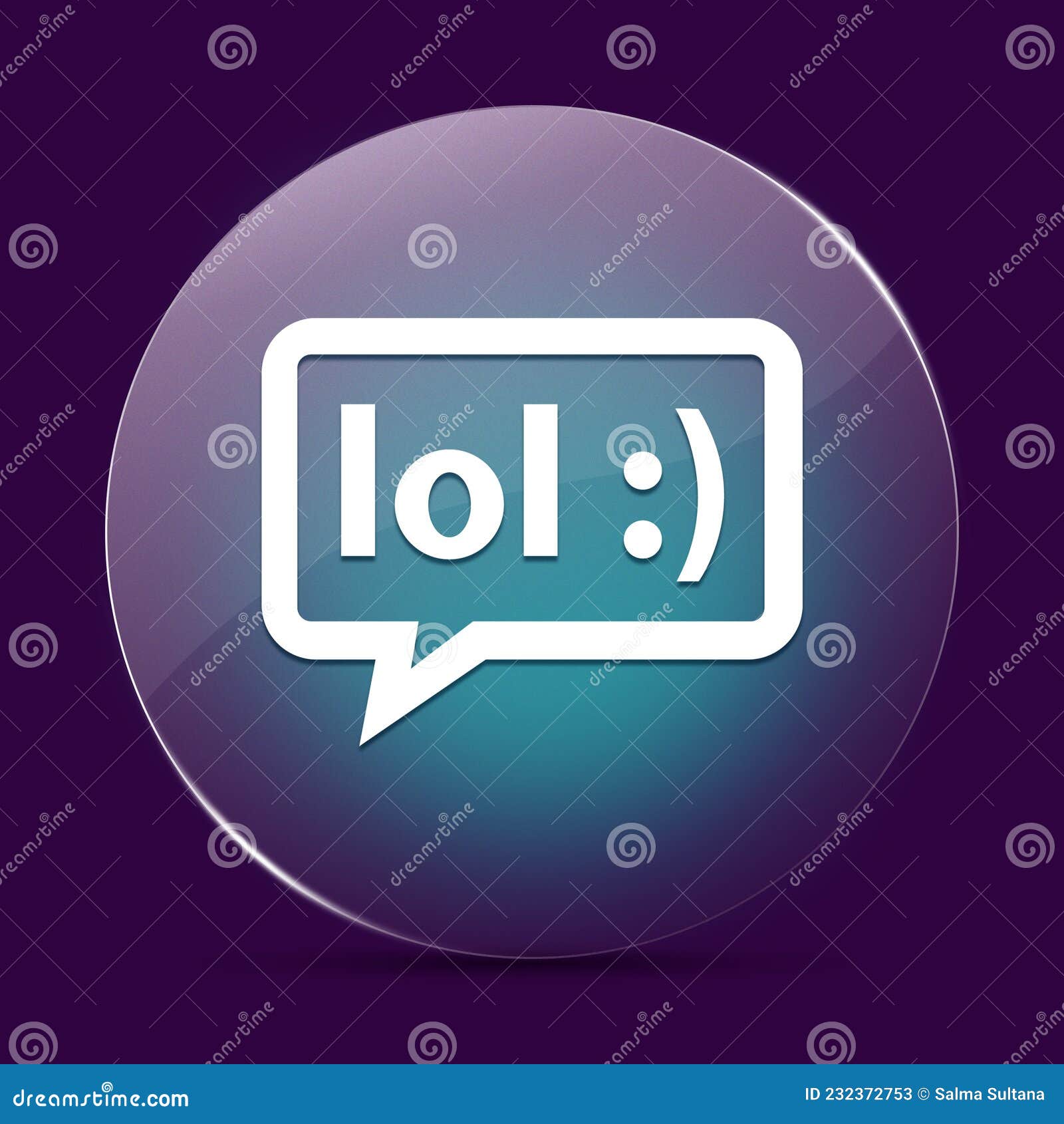 LOL Bubble Moonlight Glass Round Button Abstract on a Dark Purple ...