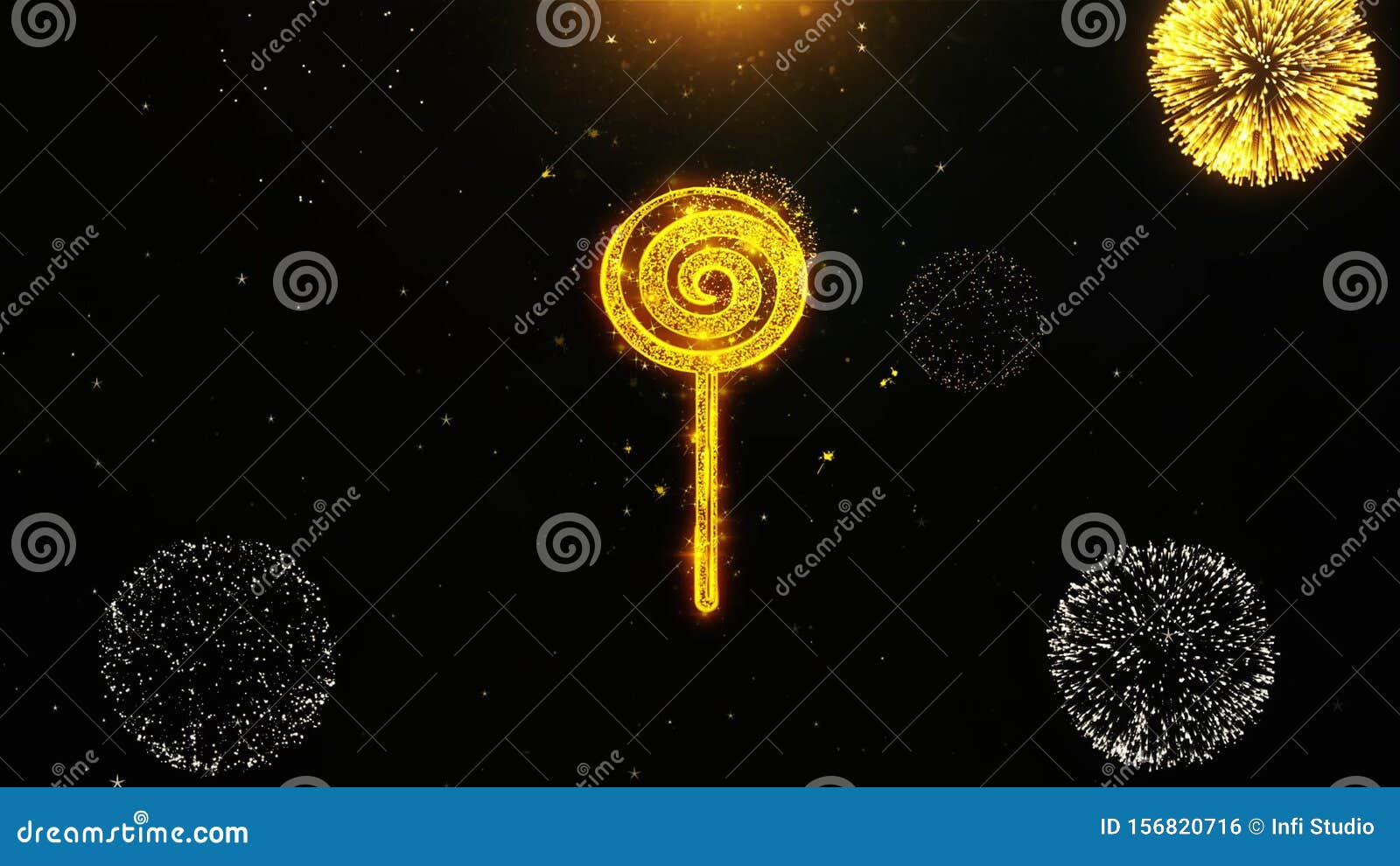 Lollipop Candy Icon on Firework Display Explosion Particles. Stock ...