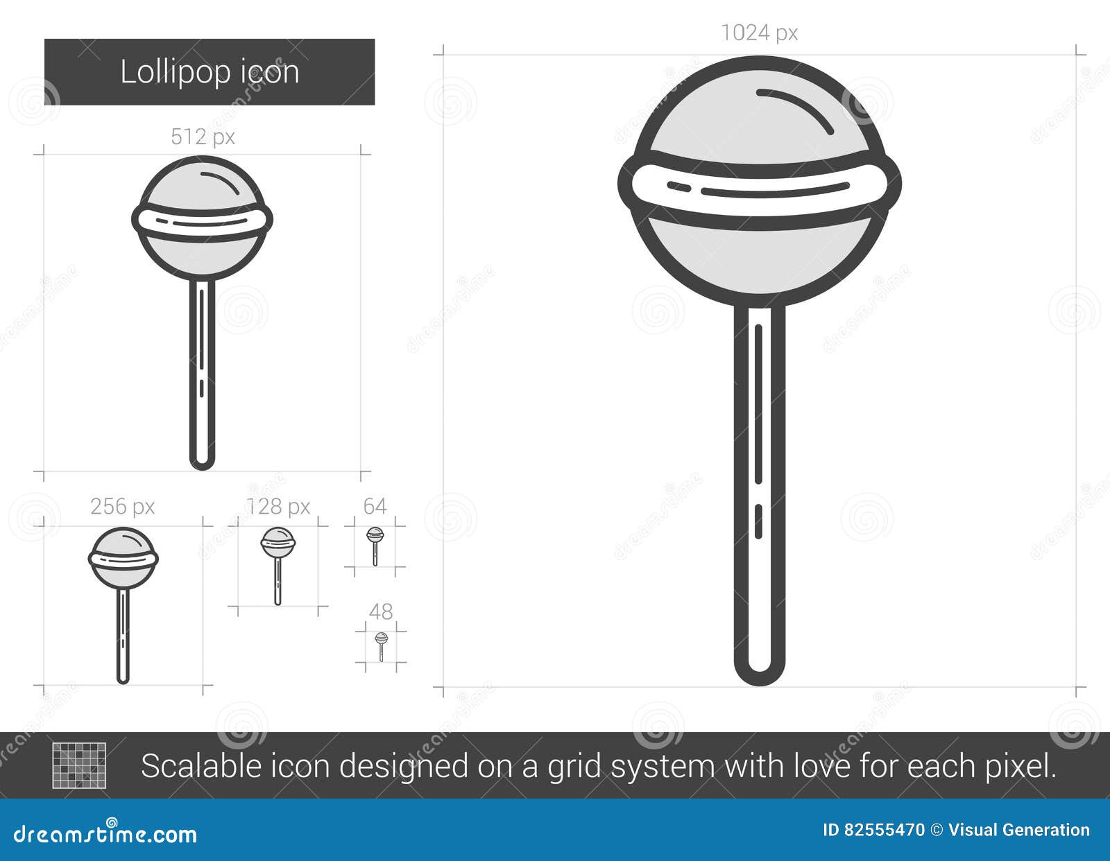Lollipop line icon. stock vector. Illustration of scalable - 82555470