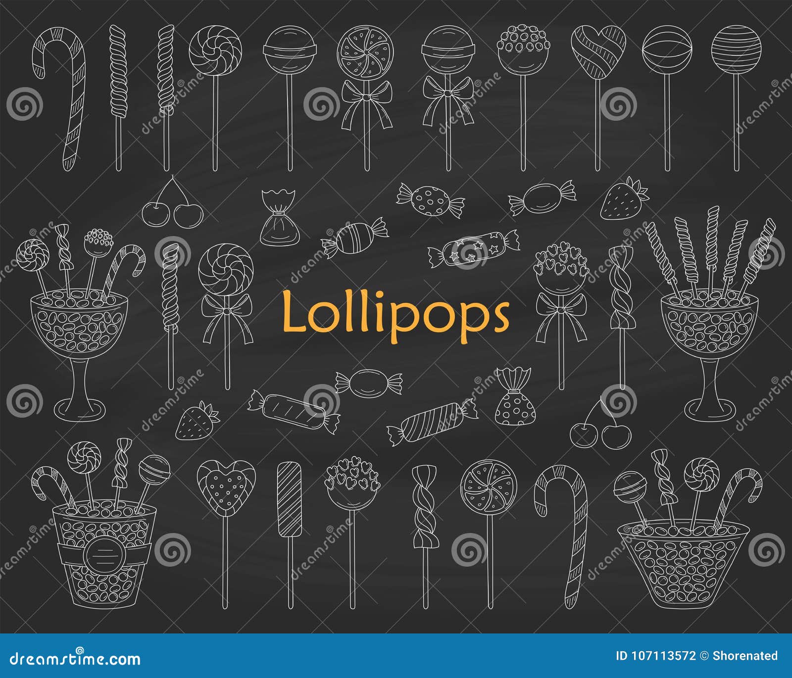 Lollipop Set Vector Hand Drawn Doodle Illustration. Stock Vector ...