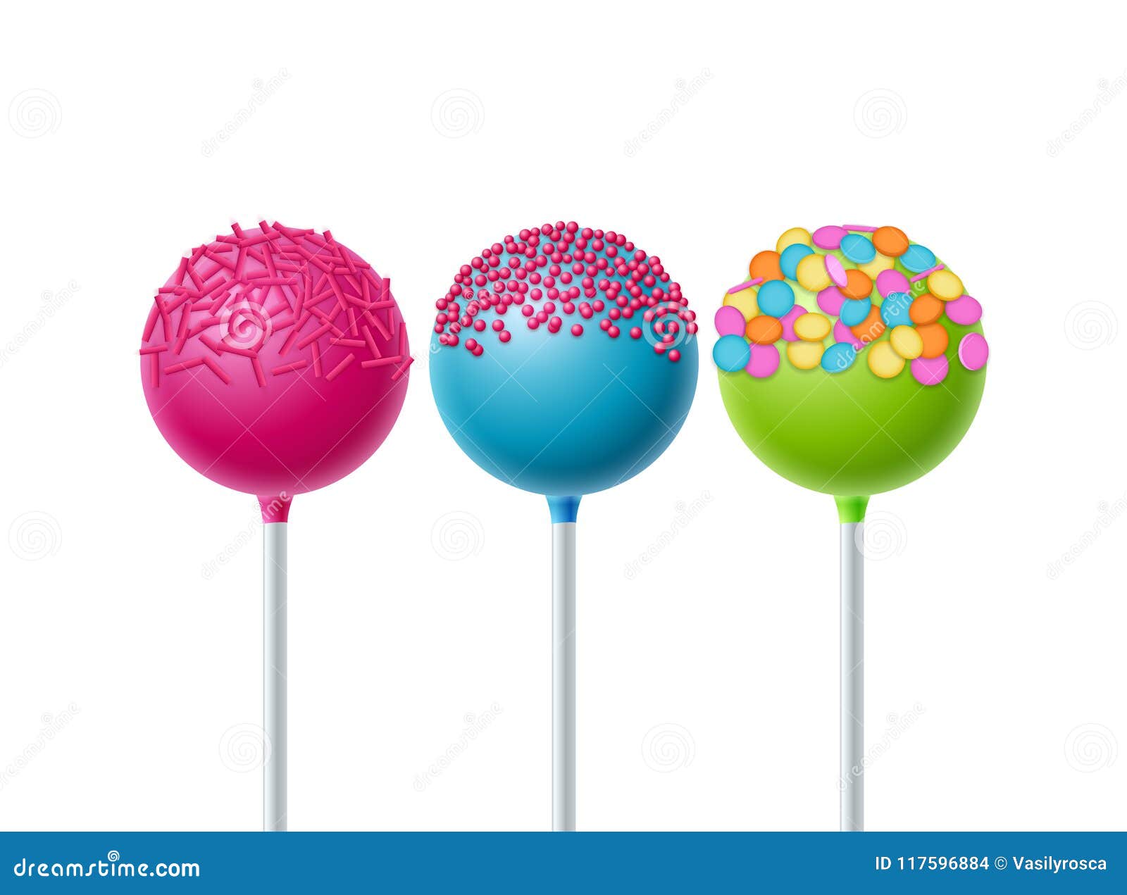 Lollipops Candy Dessert Food Background. Vector Lollipop Object ...