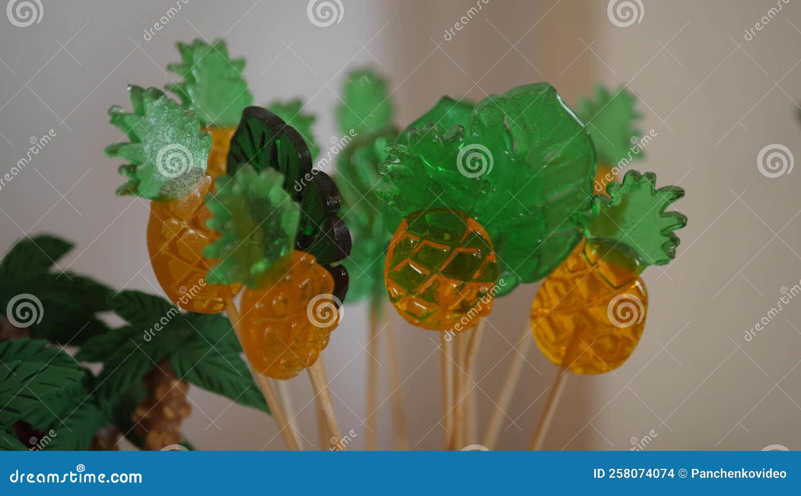 Lollipops Candy on a Stick in the Form of Pineapple are on the Candy ...