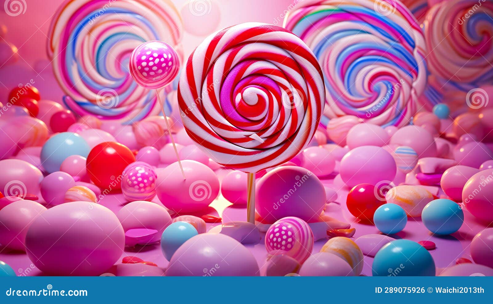 Lollipops and Different Colored Round Candy. Colorful Sweets Stock ...
