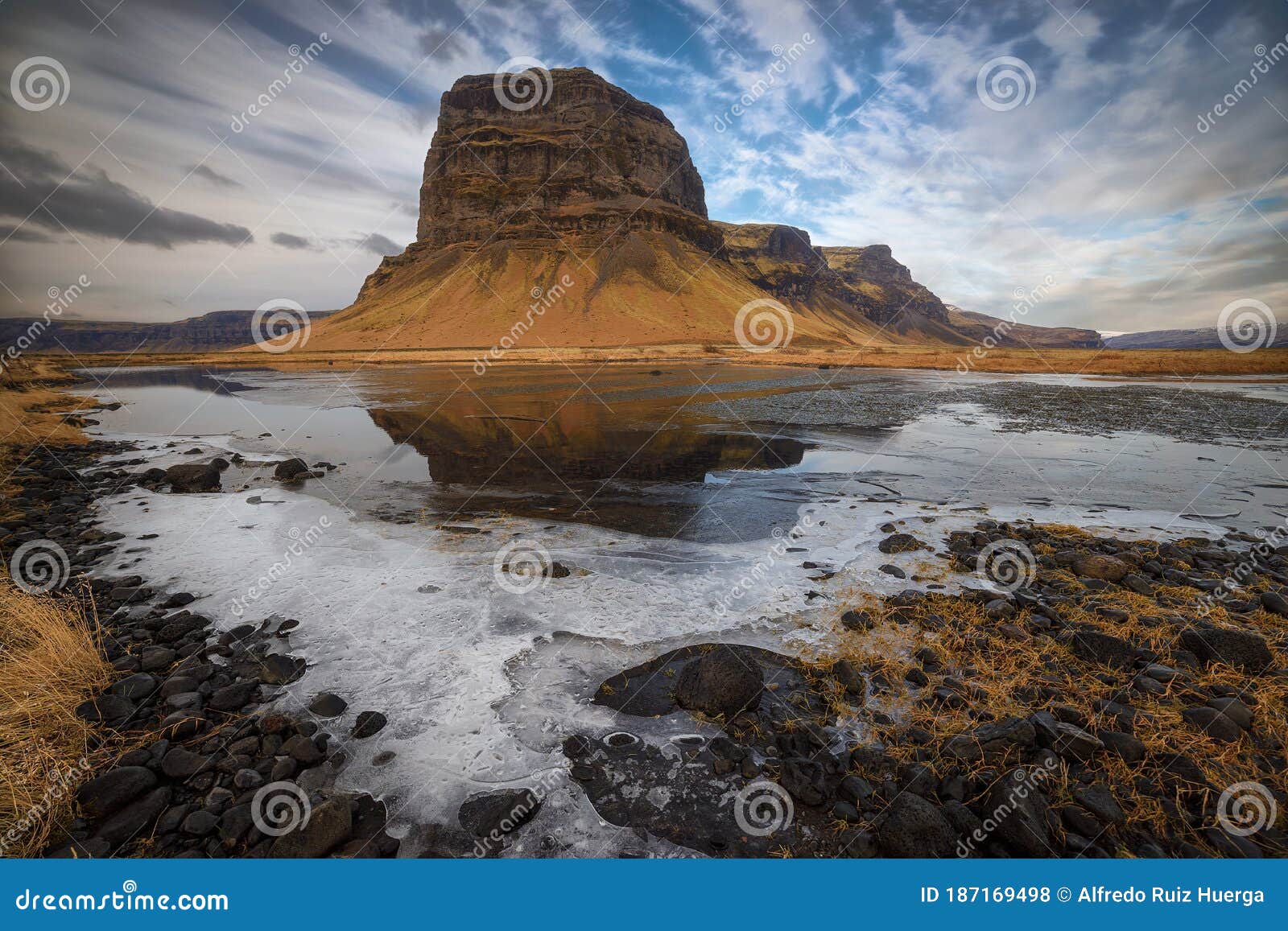 Lomagnupur, Colossal Rock Reflected in a Lake Stock Photo - Image of ...
