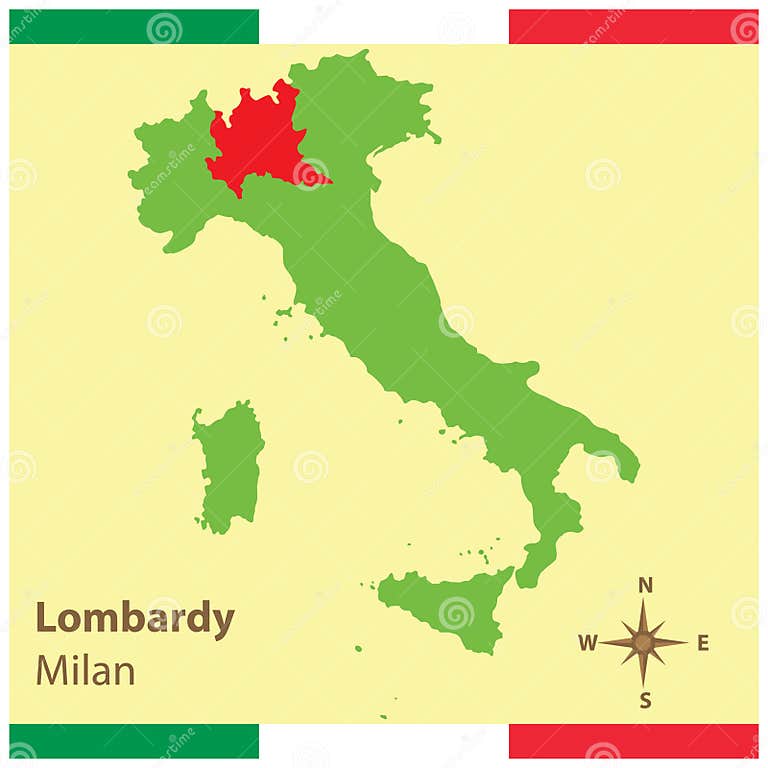 Lombardy on Italy Map. Vector Illustration Decorative Design Stock ...