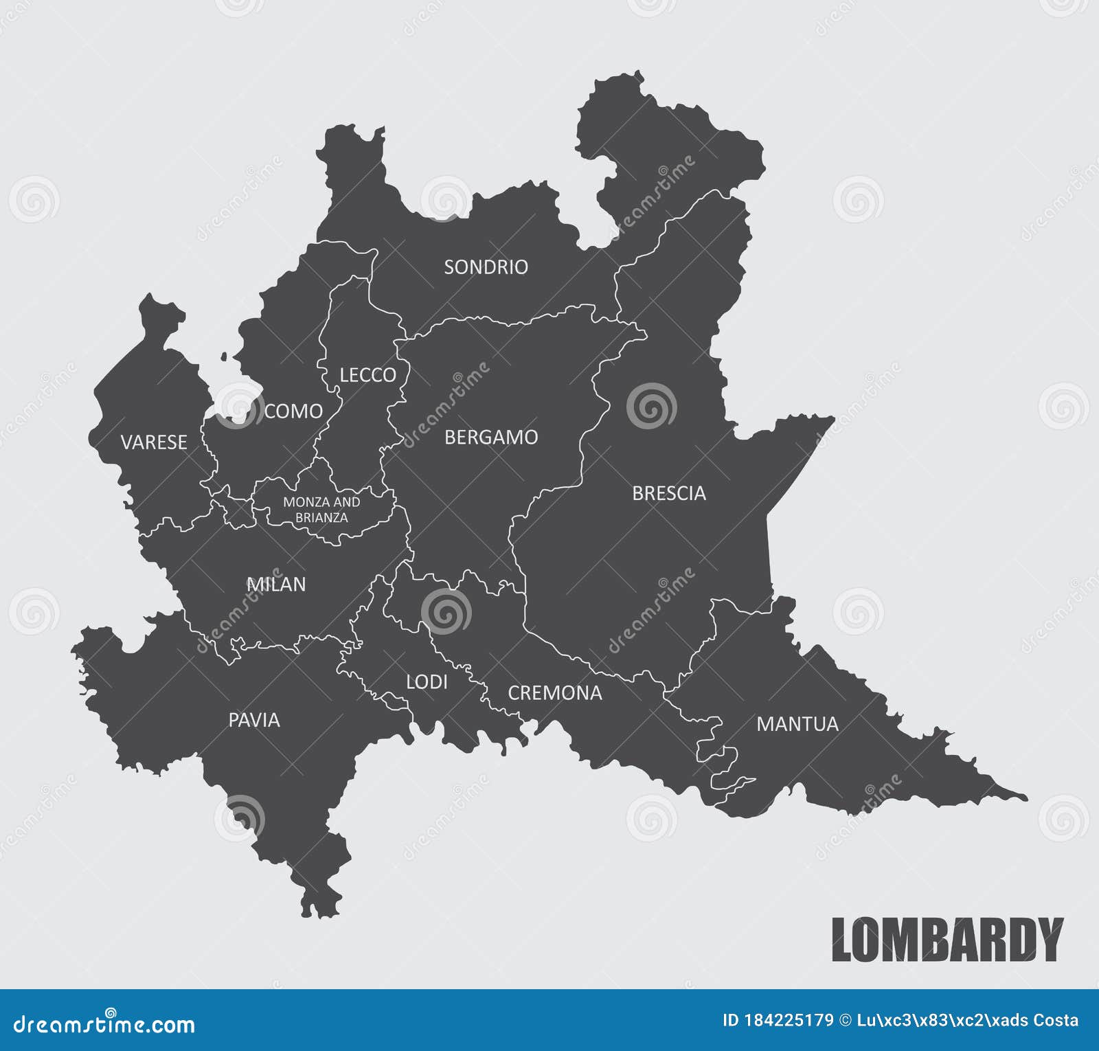 Lombardy Map. Political Map Of Lombardy With Boundaries In White Color ... Lombardy Map. Political Map Of Lombardy With Boundaries In White Color ...