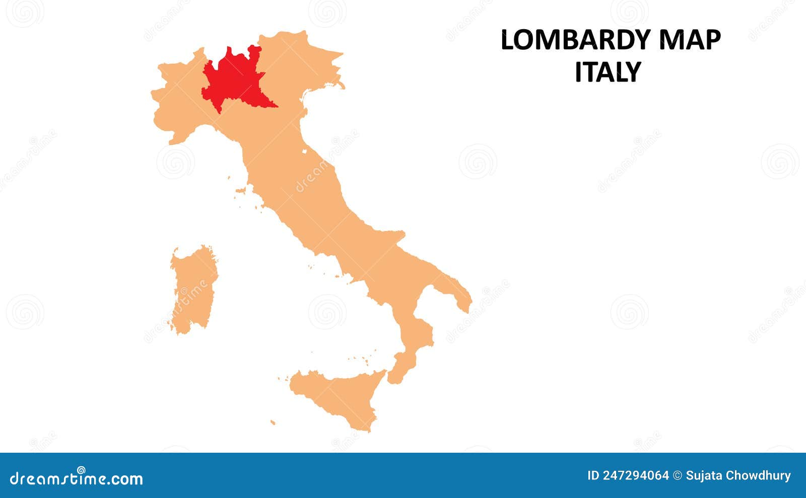Lombardy Regions Map Highlighted on Italy Map Stock Vector ...