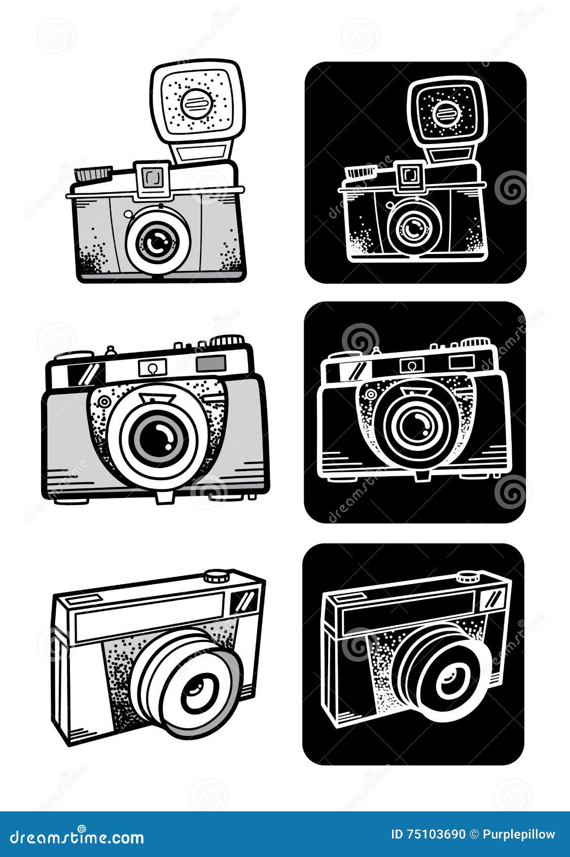 Lomo Style Photo Camera Set Stock Vector - Illustration of graphic ...