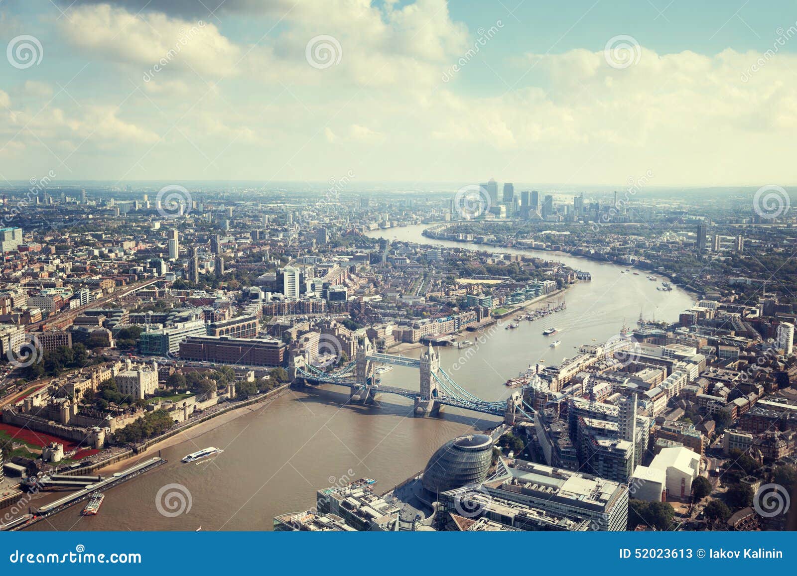 London Aerial View with Tower Bridge Stock Image - Image of landmark ...