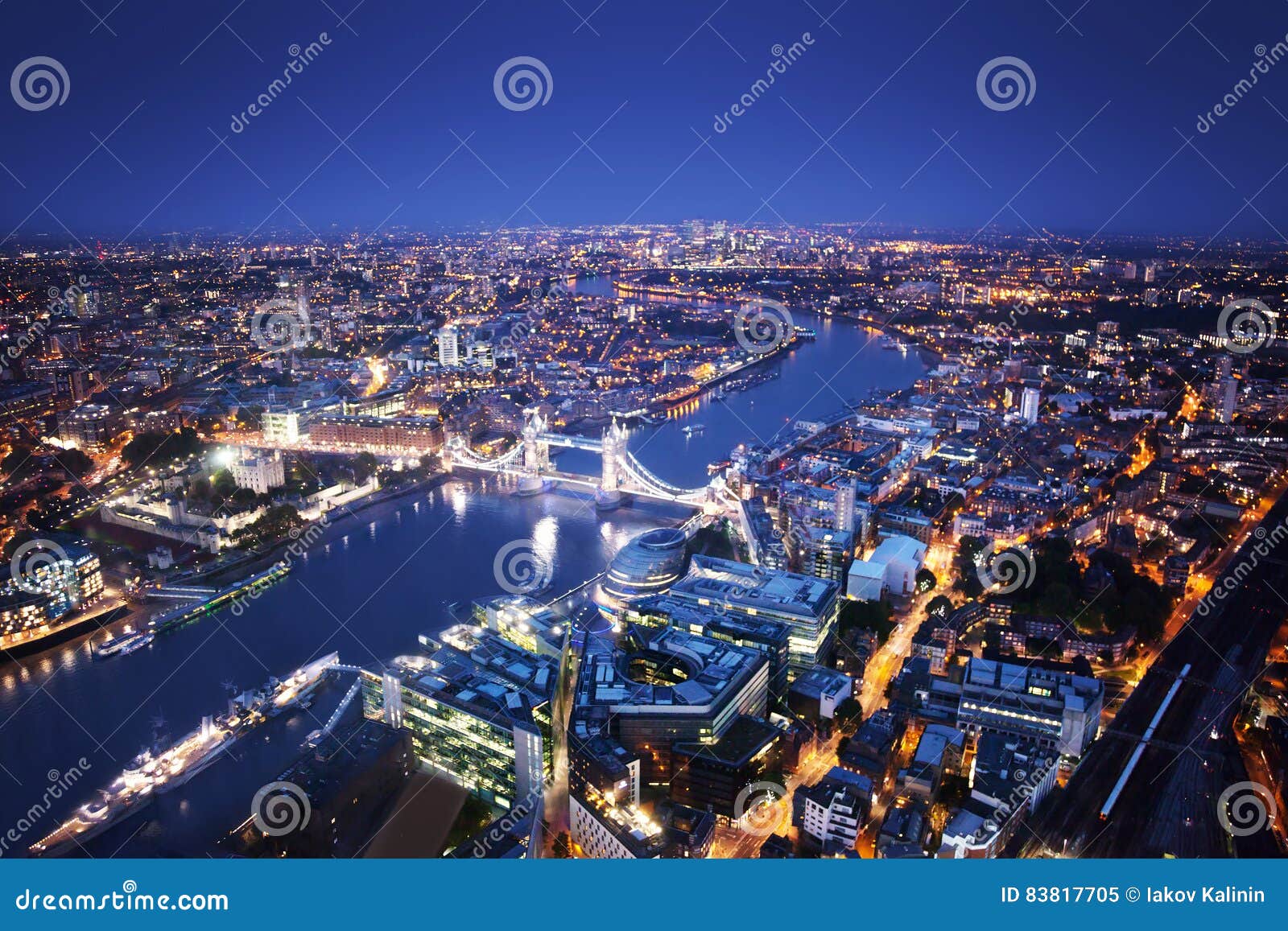 London Aerial View with Tower Bridge Stock Image - Image of cityscape ...