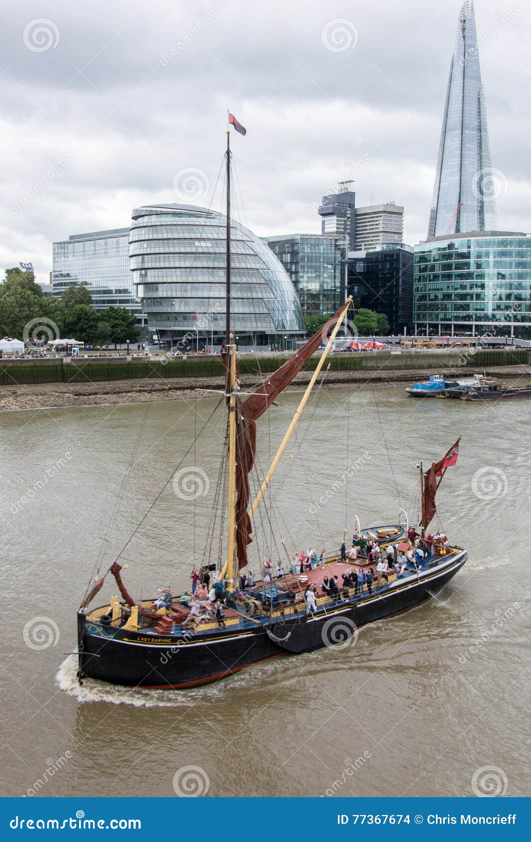 London Barge on the Thames editorial stock image. Image of european ...