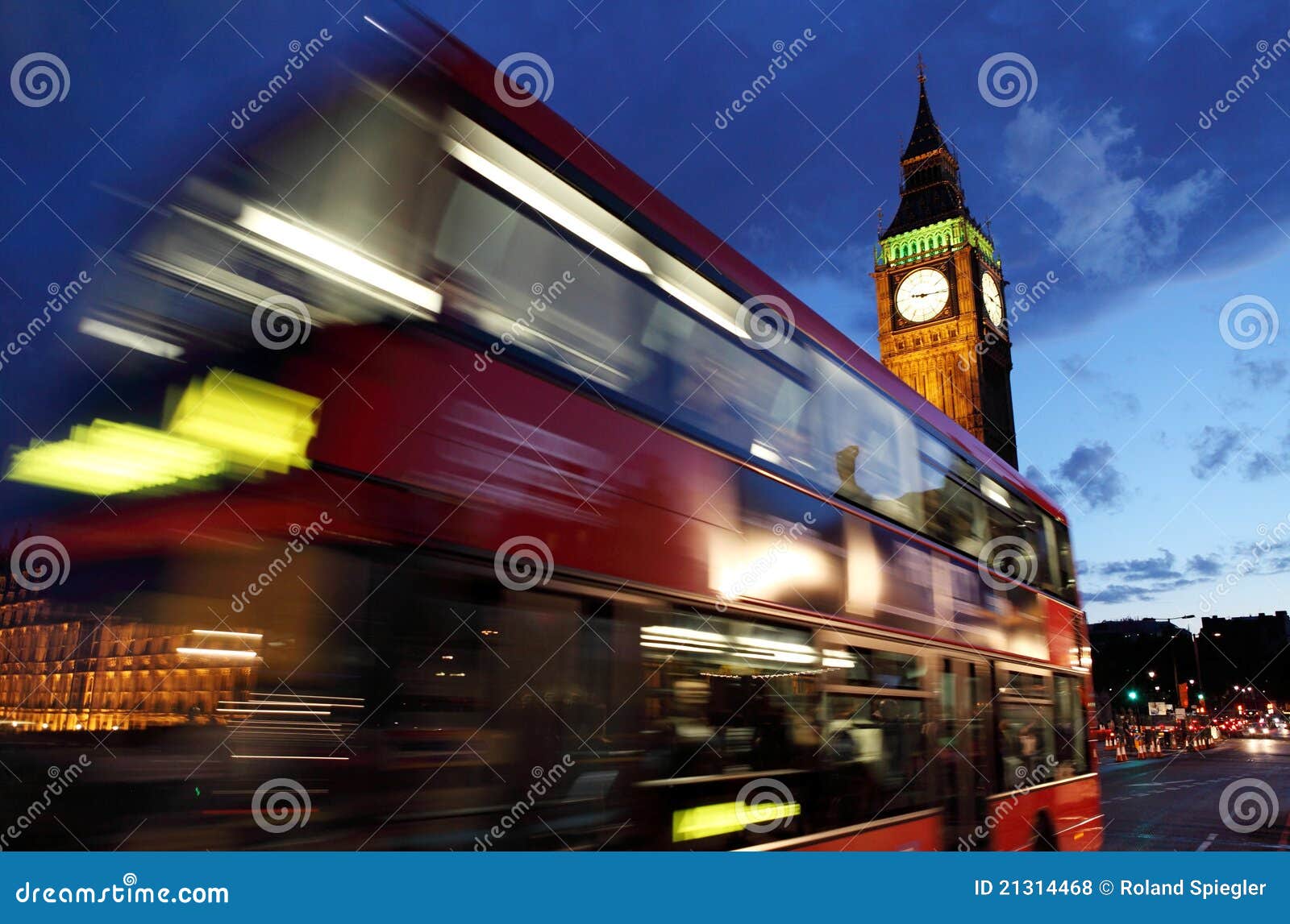 London Big Ben and Red Bus at Night Stock Photo - Image of clock ...