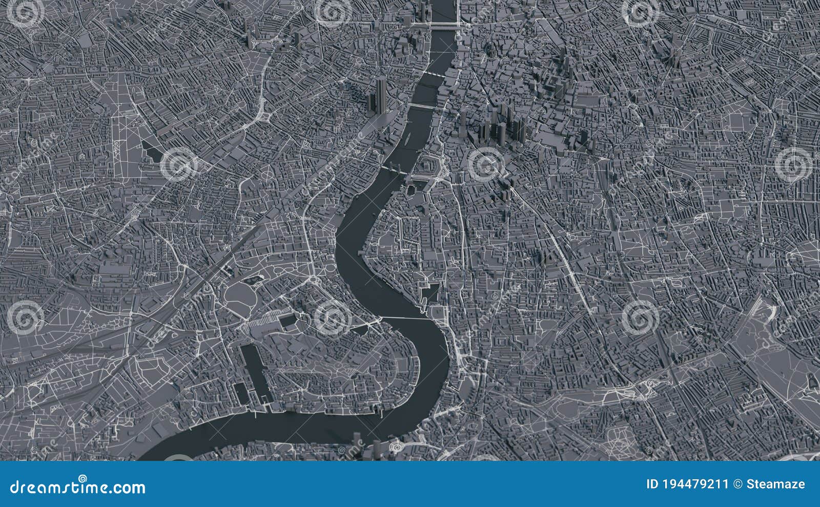 London city 3d map. stock illustration. Illustration of plan - 194479211