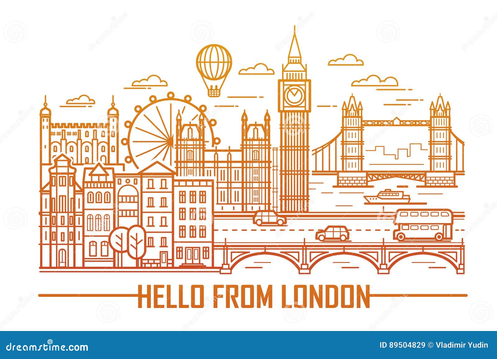 London City Landmarks Cartoon Vector | CartoonDealer.com #89504829
