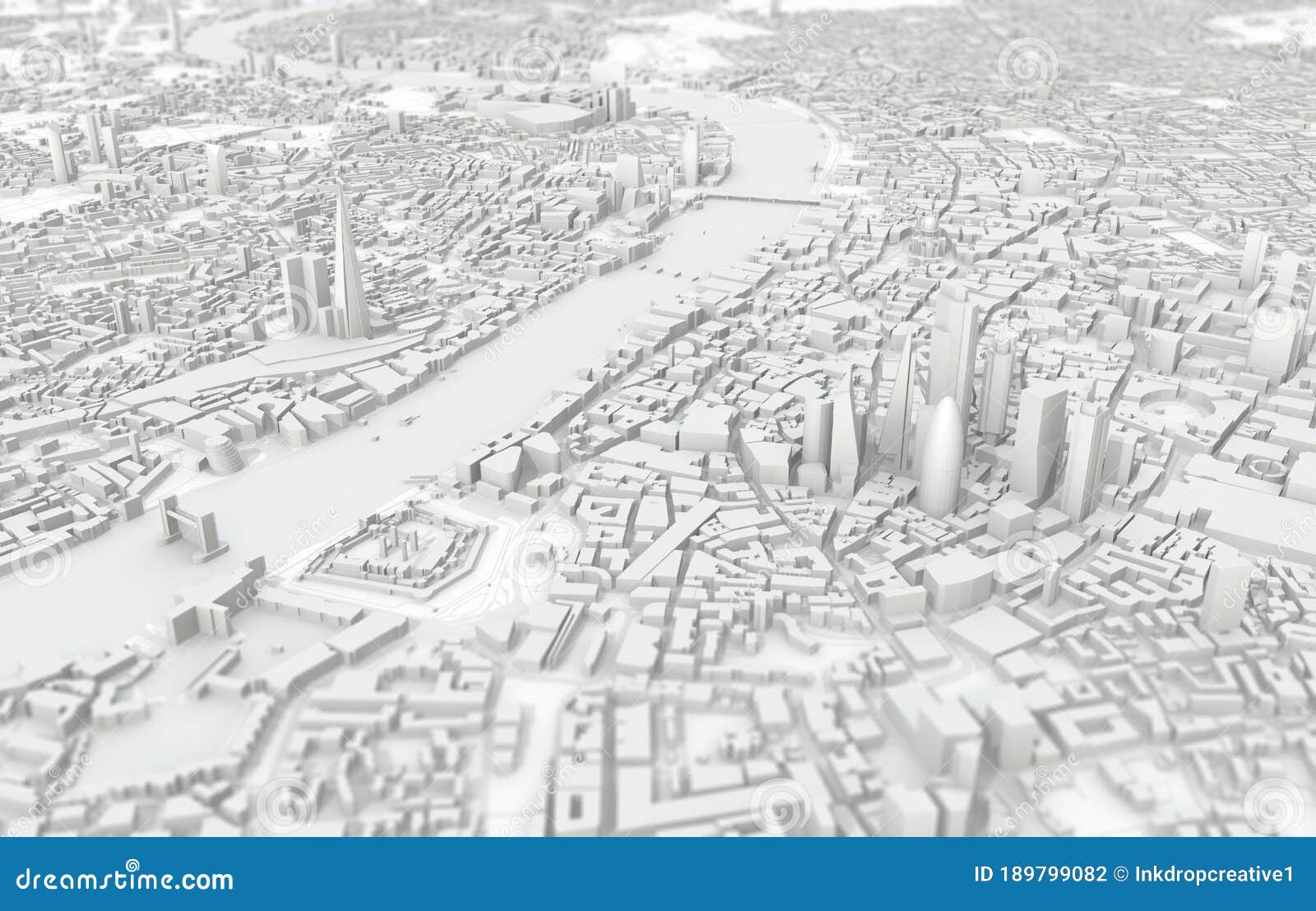 London City Map 3D Rendering. Aerial Satellite View Stock Illustration ...